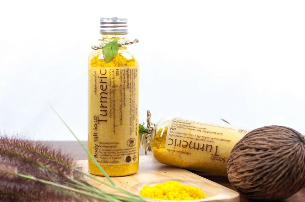 Natural Turmeric Body Salt Scrub , Herbal Scrub - Saibua